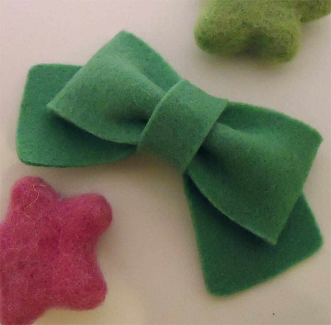Felt Hair Clip -no Slip -wool Felt -classic Bow -pistachio Green (pick ...