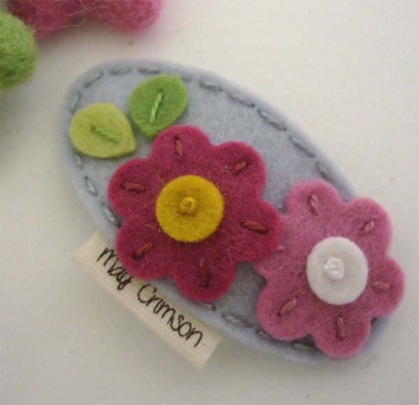 Felt hair clip No slip Wool felt Flora silver grey | Etsy