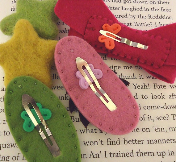Felt Hair Clip no Slip wool Felt may Crimson Tree ecru - Etsy