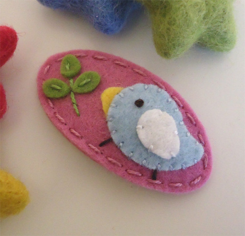 Felt Hair Clip no Slip wool Felt pale Blue Bird and a - Etsy