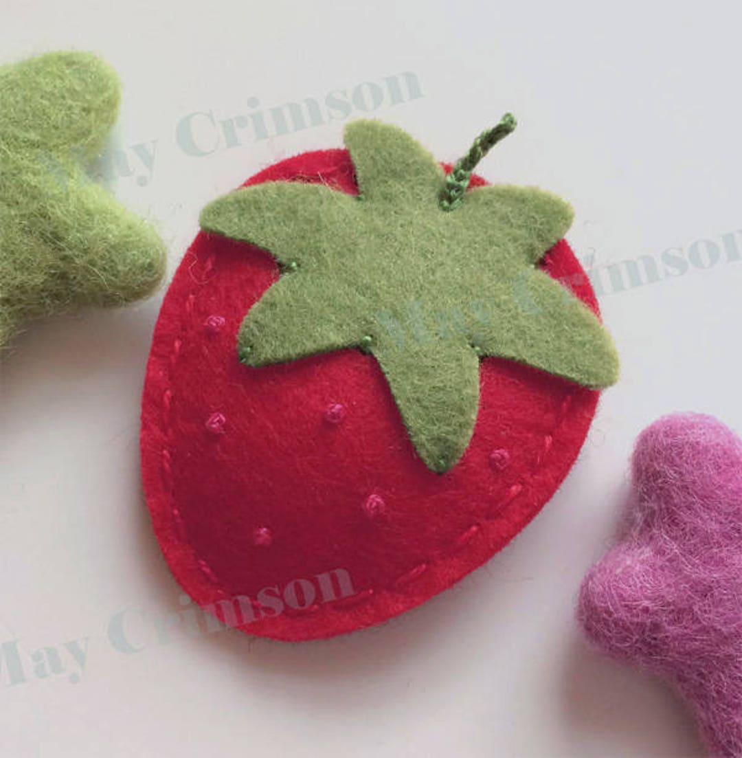 Felt Hair Clip -no Slip -wool Felt -british Strawberry -red - Etsy
