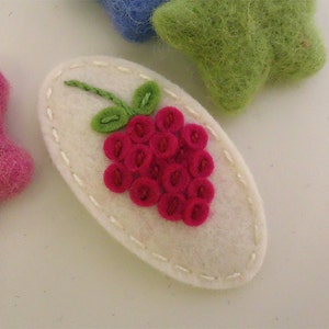 Felt Hair Clip -no Slip -wool Felt -raspberry -ecru - Etsy