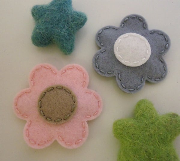 Felt hair clip No slip Wool felt set of 2 flower pale pink | Etsy