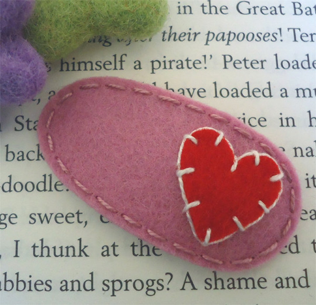 Felt Hair Clip no Slip wool Felt vintage Heart red old - Etsy