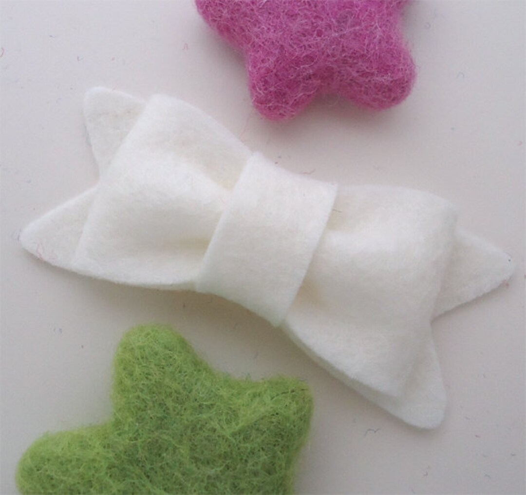 Felt Hair Clip No Slip -wool Felt -new Bow -ecru (pick Your Size and ...