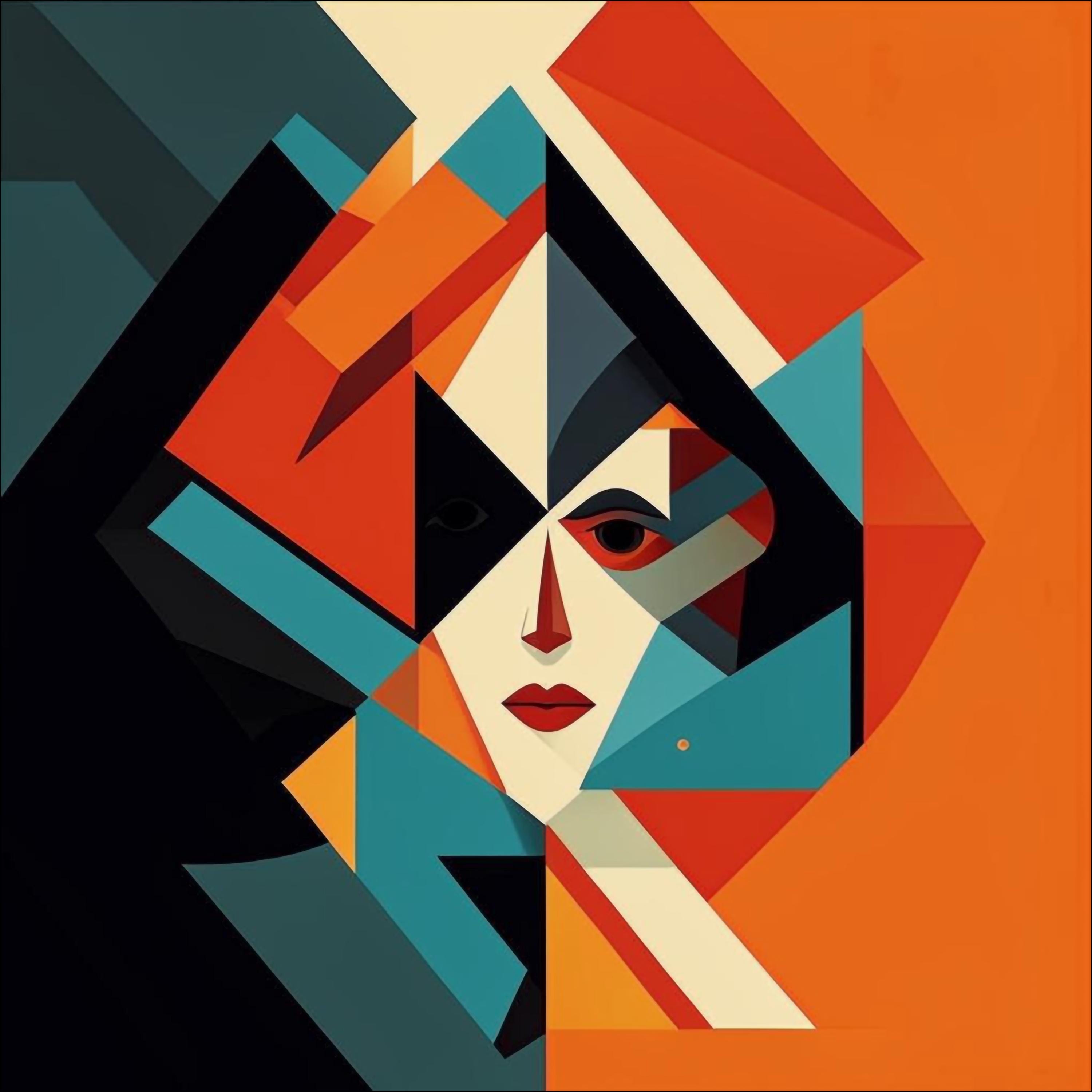 Modern Cubist Portrait | Abstract Expressionist Digital Art Print ...
