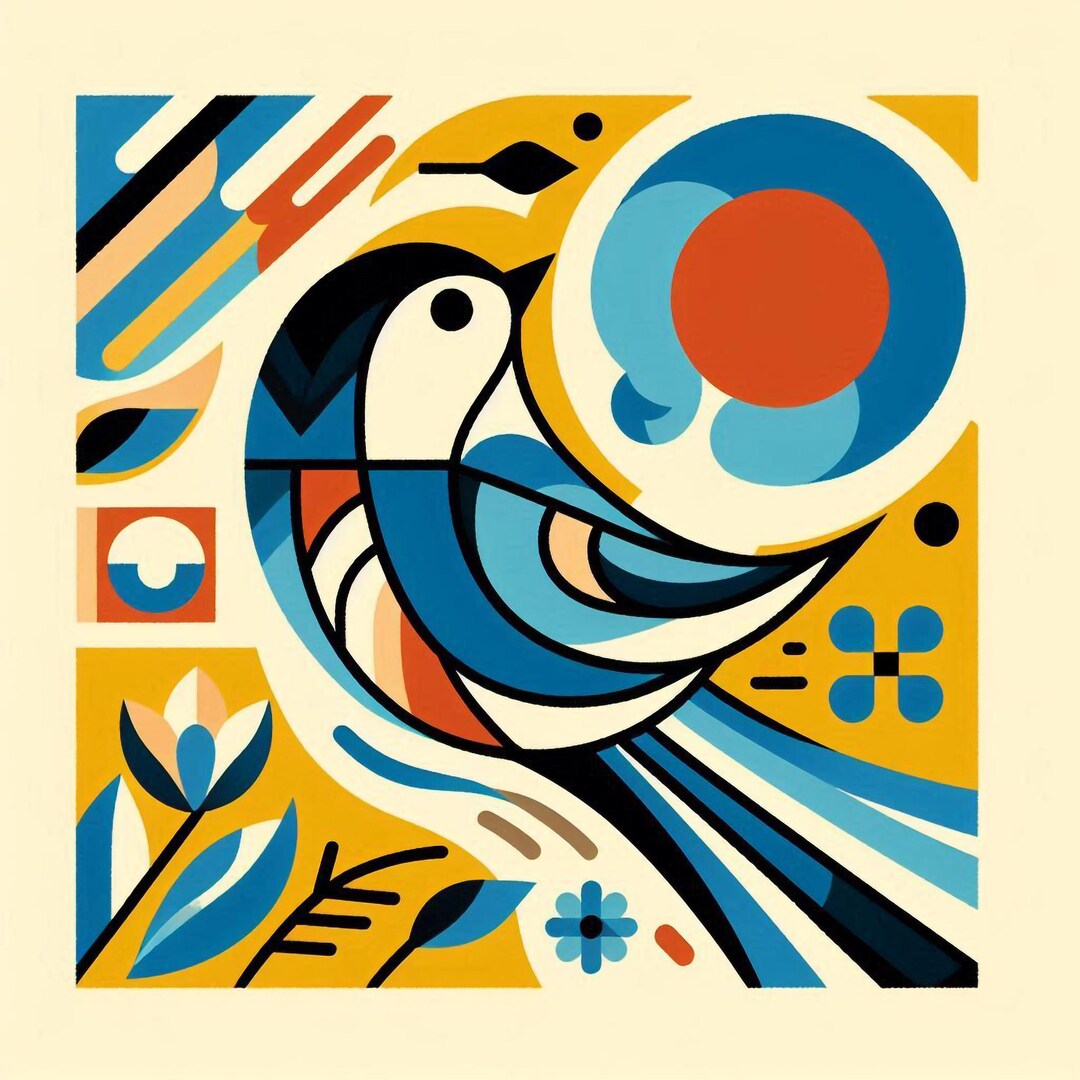 Cubist Bird Art Print | Ai-generated Modern Abstract Wall Art ...