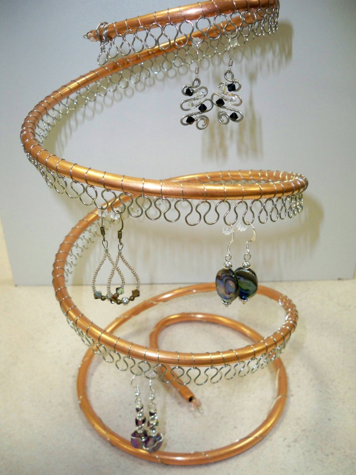 Spiral Copper Earring Tree Holder, Organizer, About 60 Pairs, Silver ...
