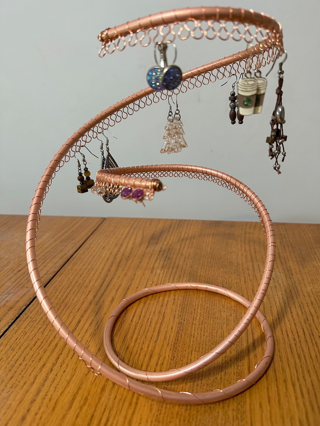 Earring Tree 2 Arm, Copper Spiral Earring Holder That Holds Both ...