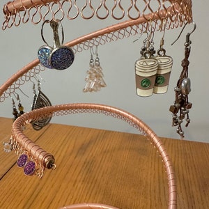 Earring Tree 2 Arm, Copper Spiral Earring Holder That Holds Both ...