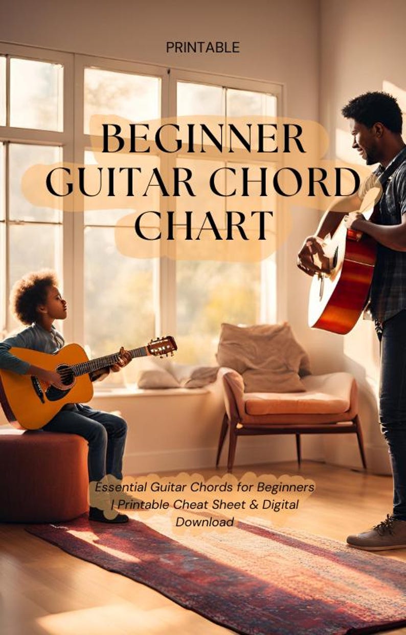 Beginner Guitar Chord Chart | Printable Guitar Cheat Sheet | Digital ...