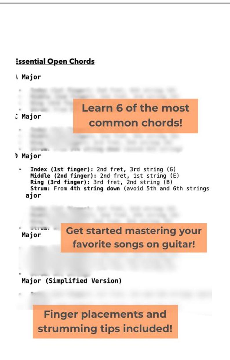 Beginner Guitar Chord Chart | Printable Guitar Cheat Sheet | Digital ...