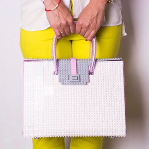 The Brick Bag in White, Grey & Pink - 32cm Size FREE SHIPPING Original ...