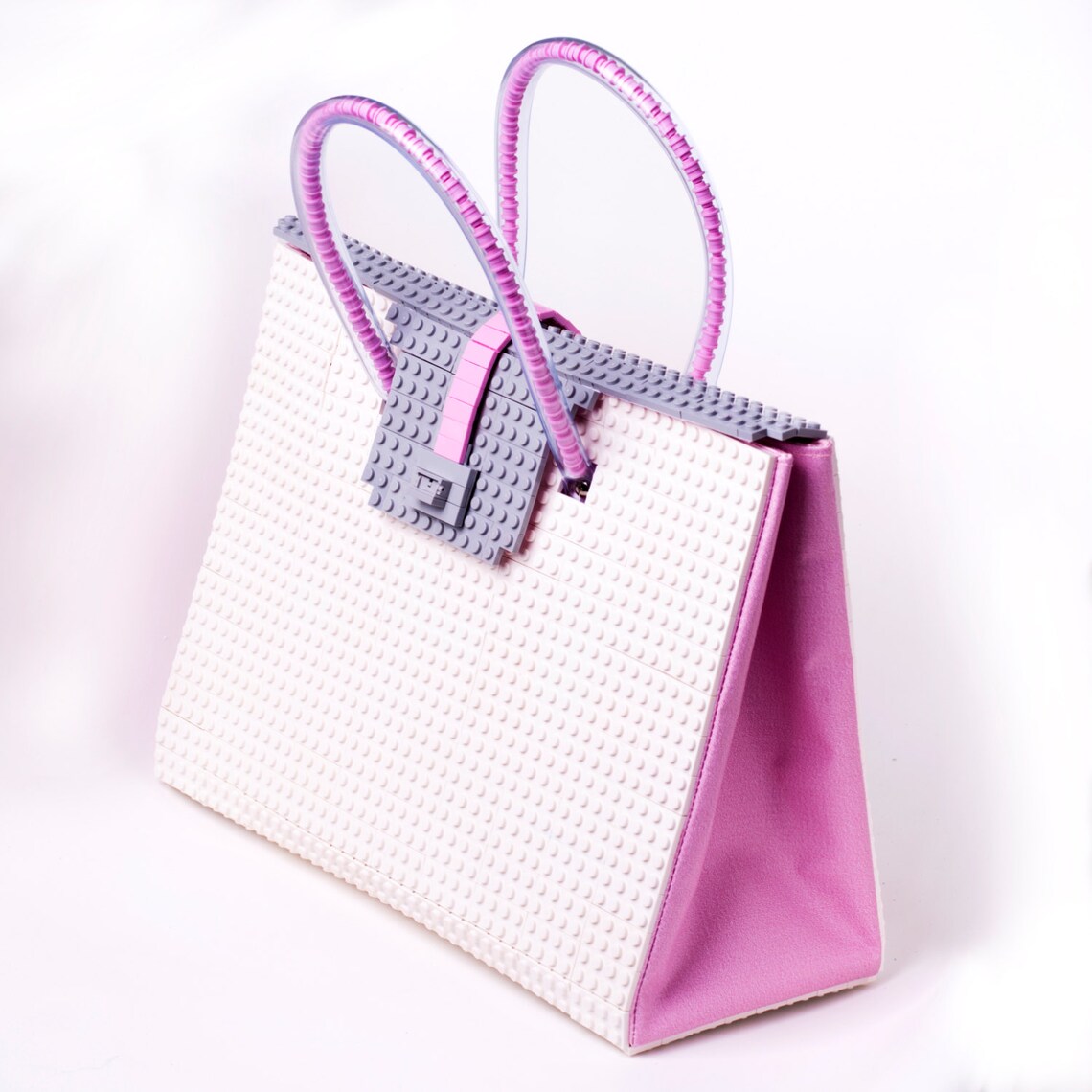 The Brick Bag in White Grey & Pink 32cm Size FREE SHIPPING - Etsy