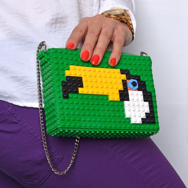 Green Crossbody Purse With Toucan Made With LEGO® Bricks FREE - Etsy