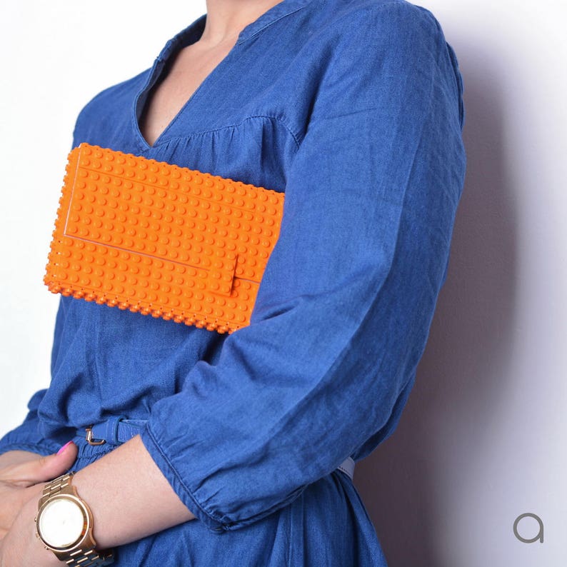 Orange Clutch Purse Made With LEGO® Bricks FREE SHIPPING Purse Handbag ...