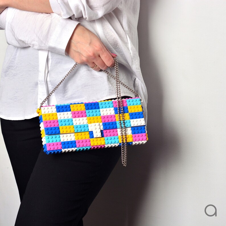 Candy Multicolor Clutch Purse on a Chain Made With LEGO® - Etsy