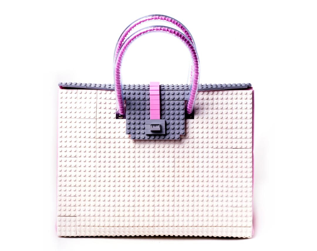 The Brick Bag in White, Grey & Pink - 32cm Size FREE SHIPPING Original ...