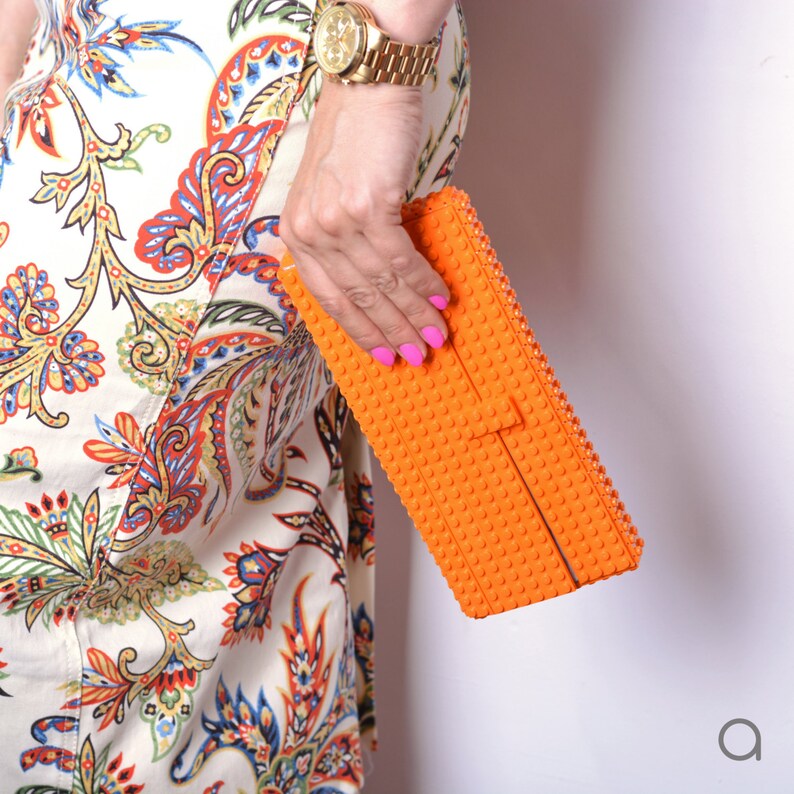 Orange Clutch Purse Made With LEGO® Bricks FREE SHIPPING Purse Handbag ...