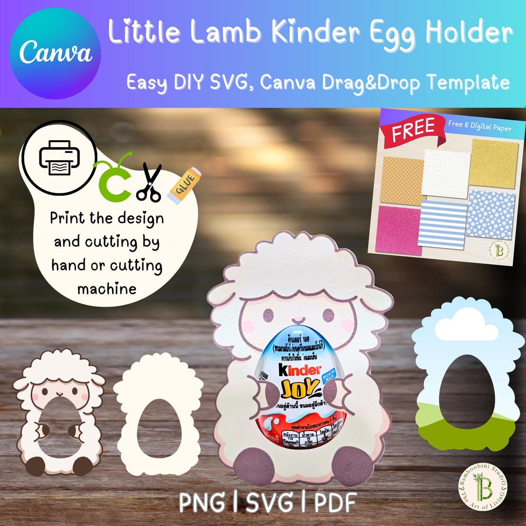 Hand Drawing Little Lamb Kinder Joy DIY Printable Treat Box SVG Easter ...