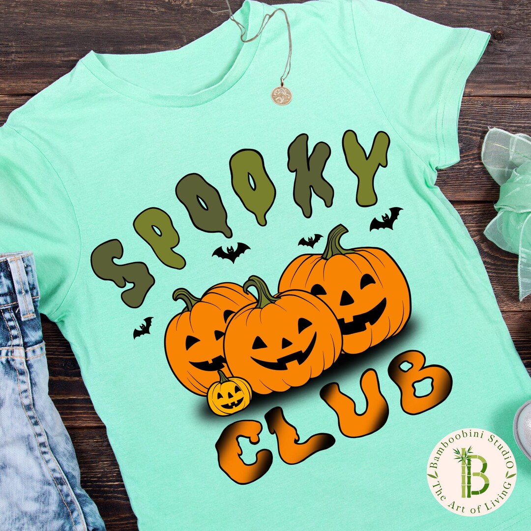 Spooky Club Halloween Design: Pumpkin Clipart, T-shirt SVG (digital ...