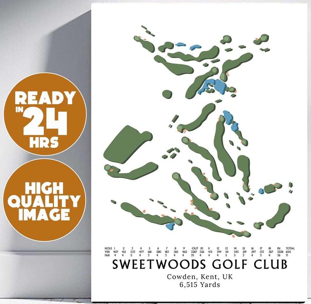 Custom Golf Course Map Gift for Golfers Golf Course Wall Art Custom ...