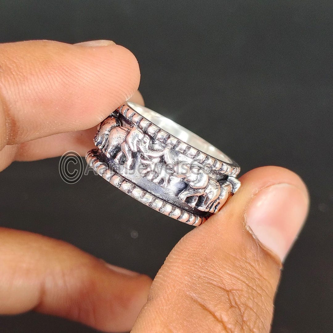 Elephant Spinner Ring: Handmade 925 Sterling Silver Band - Etsy