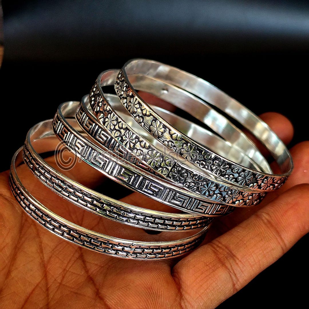 Solid Sterling Silver Bangle Set, Set of Bangle, Silver Bangle ...