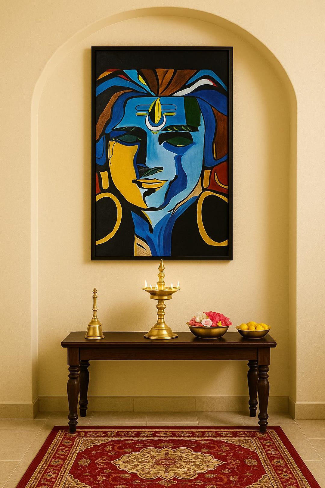 Lord Shiva Modern Abstract Art on Canvas – Spiritual Wall Decor for ...