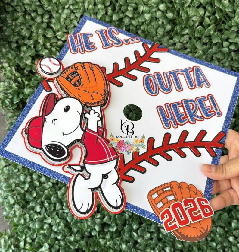 Baseball Graduation Cap Topper | Snoopy Theme, Class of 2026 - Etsy