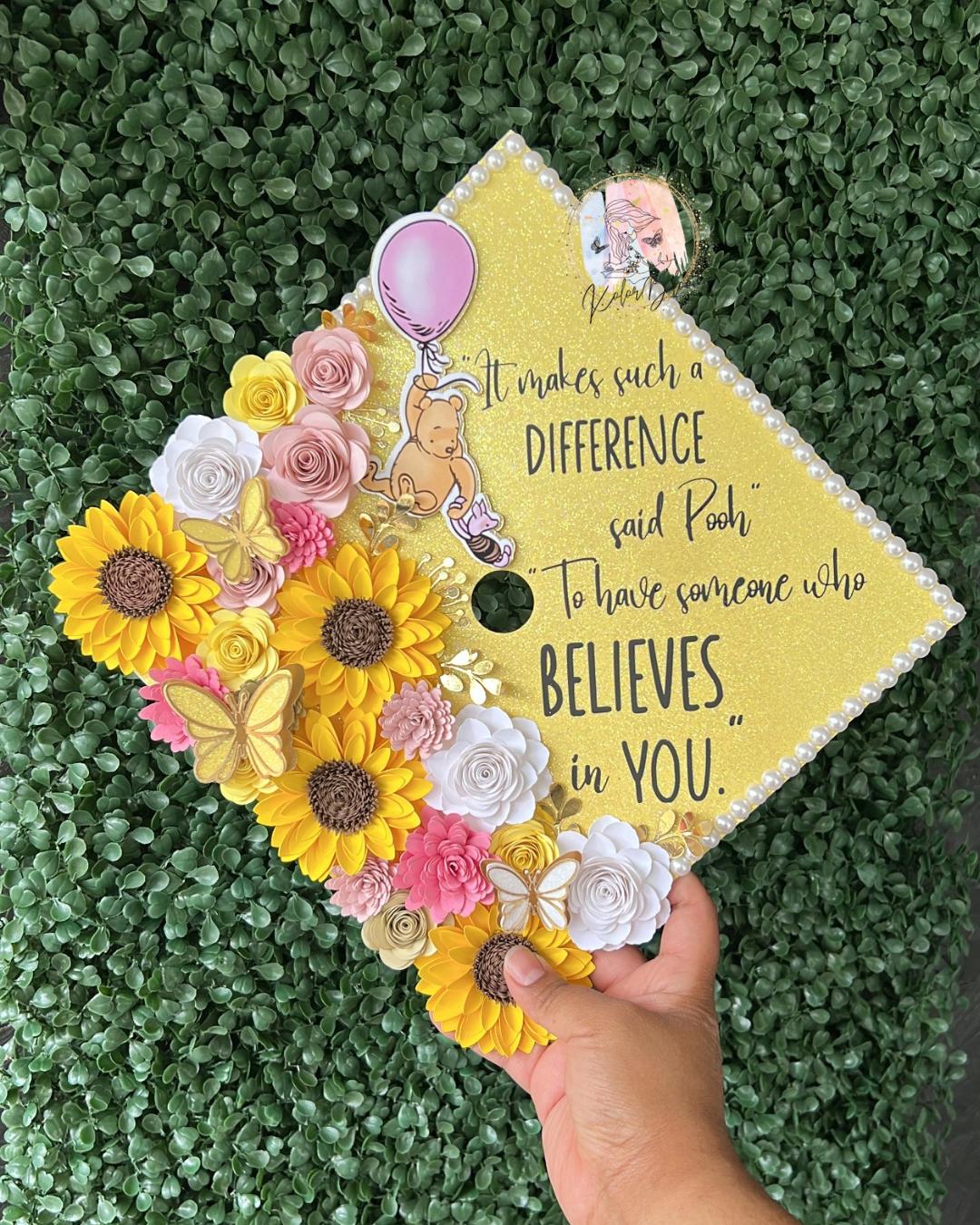 Sunflower Grad Cap Topper With Custom Quote - Etsy