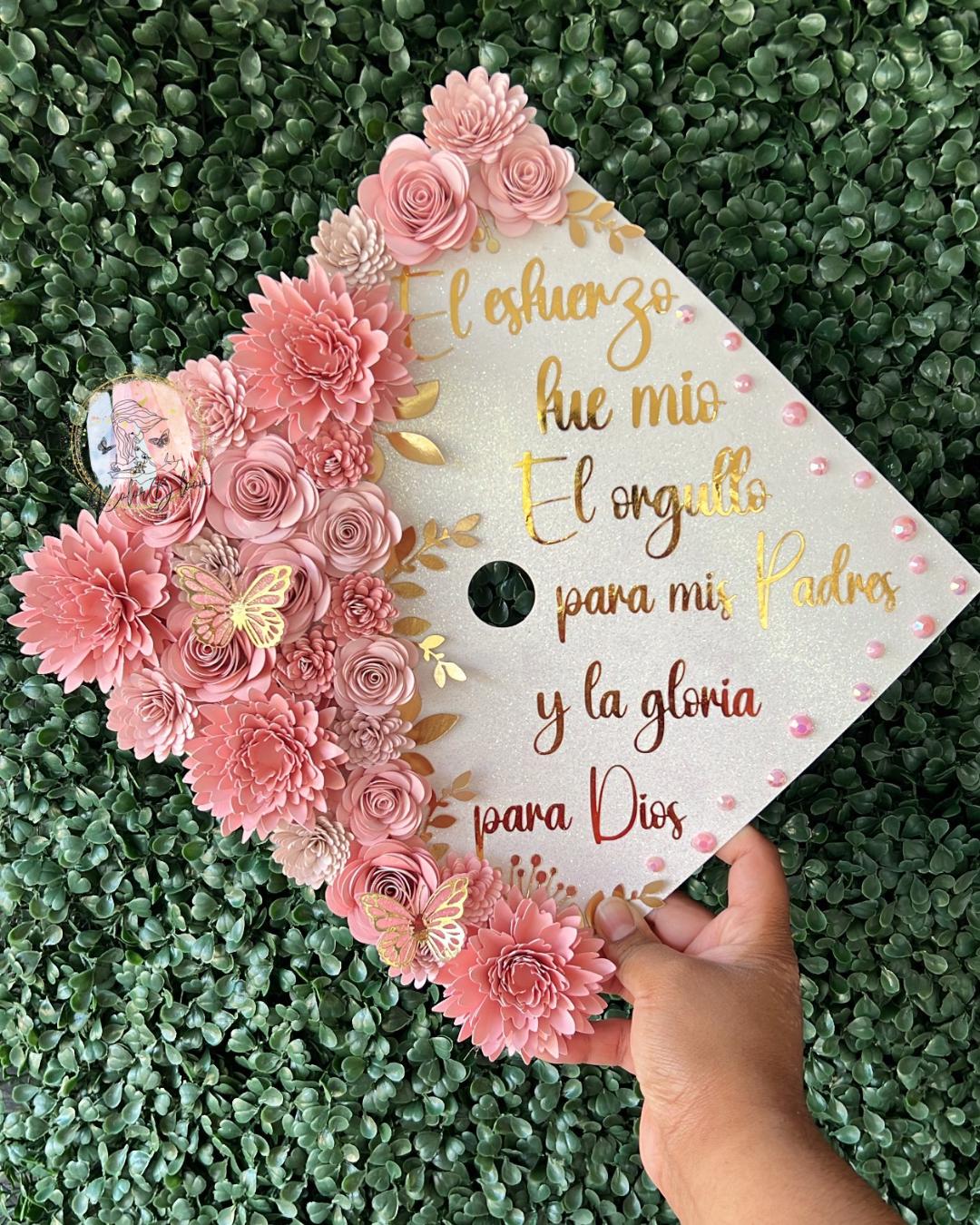 Pink Garden Graduation Cap Topper/ Custom Grad Cap Topper, Class 2025 ...