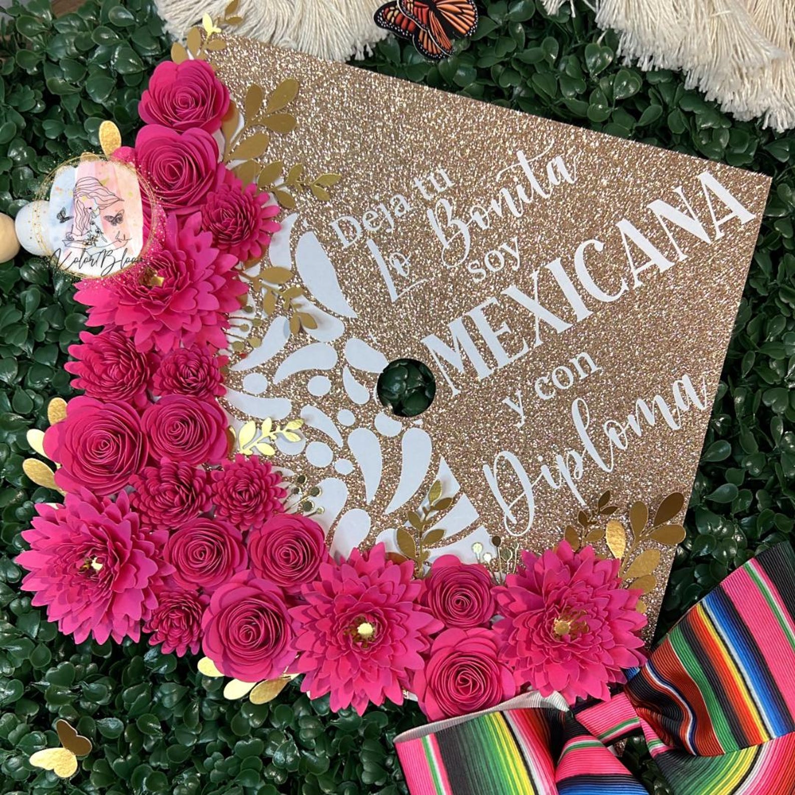Mexican Talavera Grad Cap Topper, Custom Graduation Topper, Birrete ...