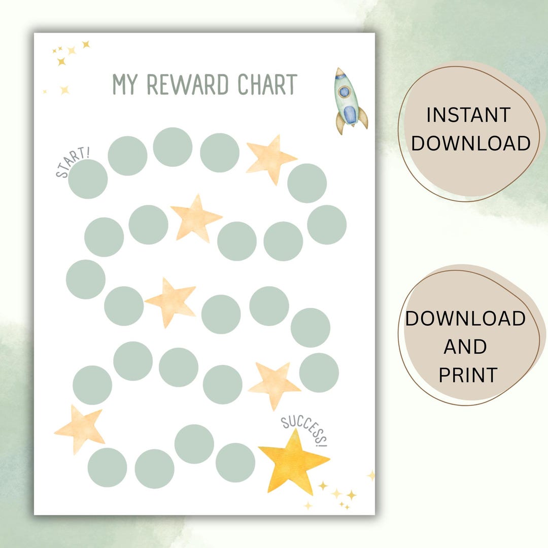 Rocket Reward Chart for Kids – Space Themed Behavior Chart Printable ...