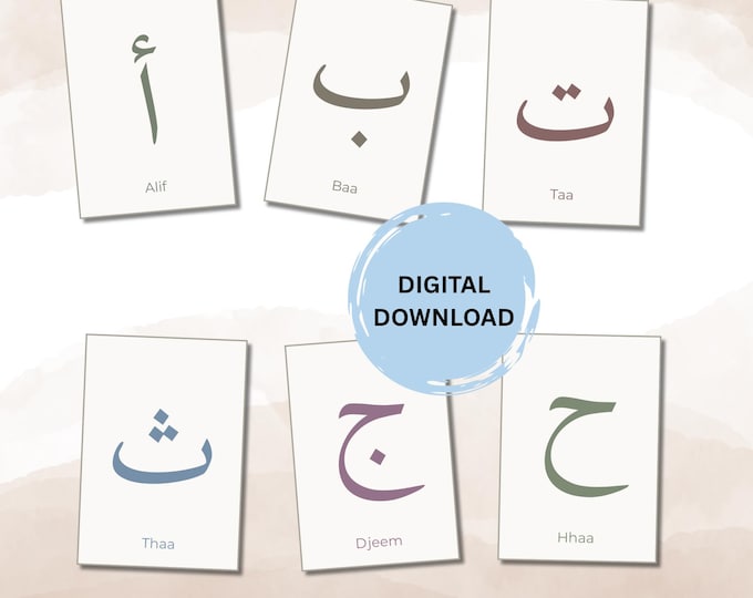 Arabic Alphabet Flashcards for Kids | Alif Baa Ta Learning Cards ...