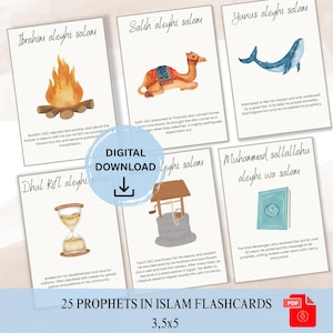 25 Prophets Flashcards for Kids – Islamic Printable Learning Cards ...