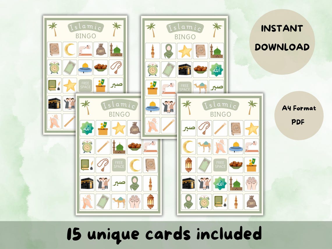 Islamic Printable Bingo Game | Ramadan Bingo | Islamic Educational Eid ...