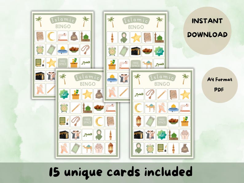 Islamic Printable Bingo Game | Ramadan Bingo | Islamic Educational Eid ...