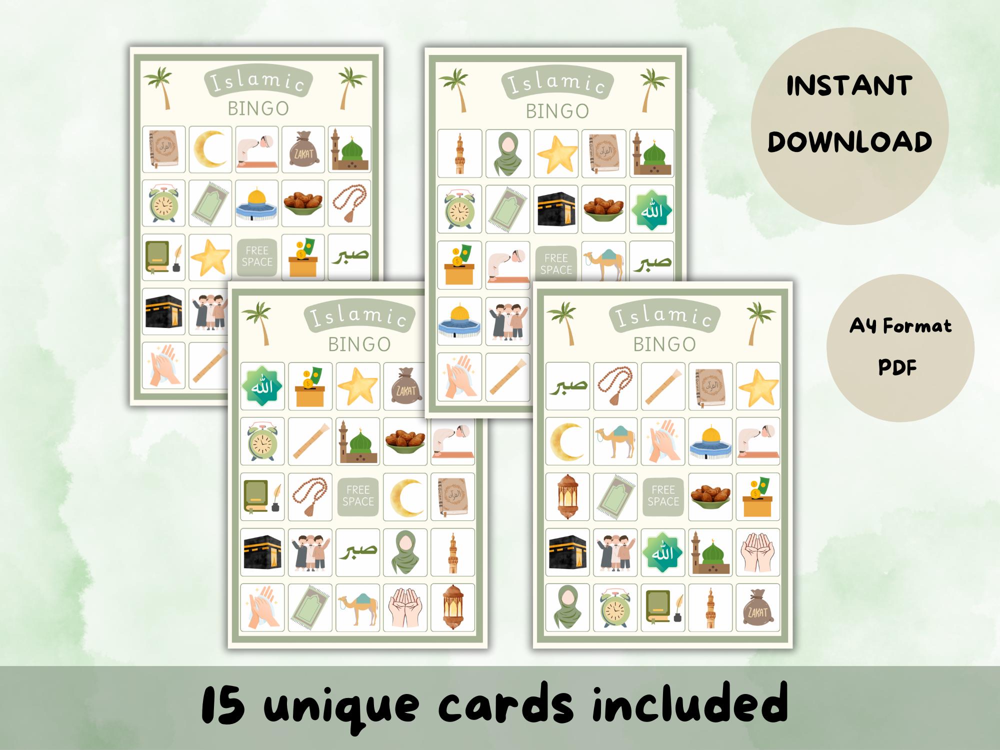 Islamic Printable Bingo Game | Ramadan Bingo | Islamic Educational Eid ...