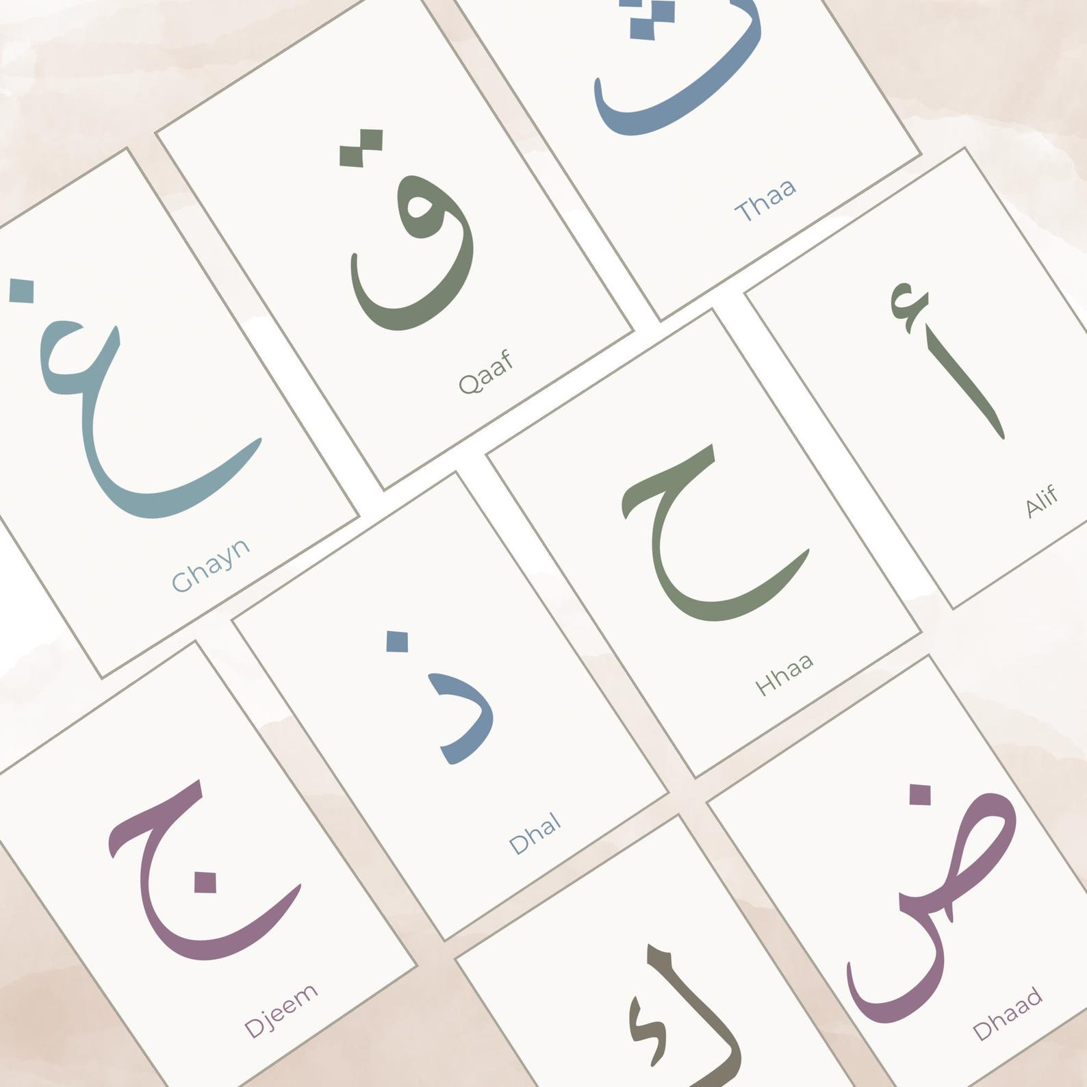 Arabic Alphabet Flashcards for Kids | Alif Baa Ta Learning Cards ...