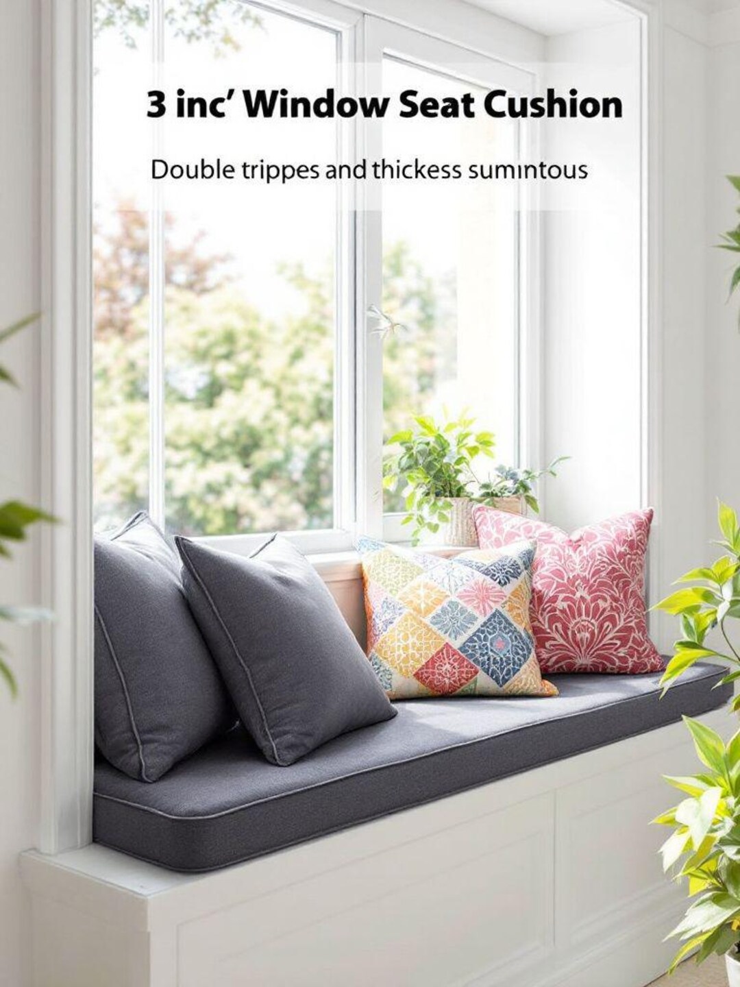 Custom Bay Window Seat Cushion, 1-6" Custom Size Cushion, Reading Nook ...