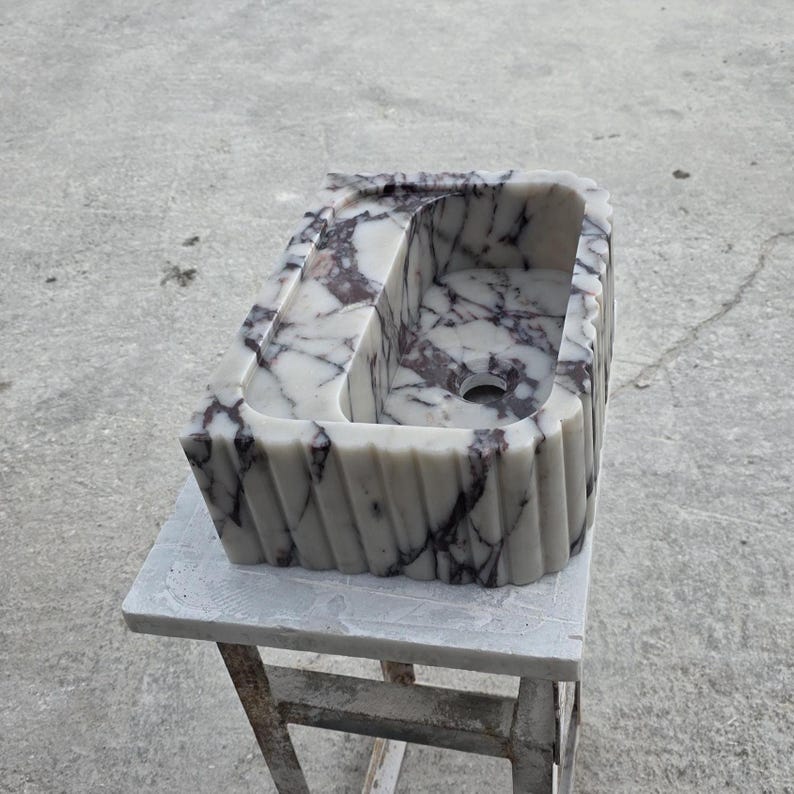 Calacatta Viola Marble Sink, Vanity Basin, Natural Stone Basin - Etsy