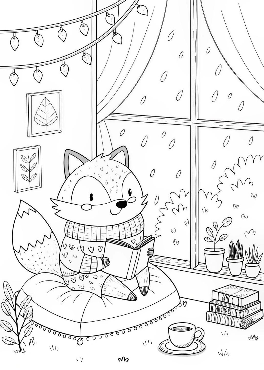 Cozy Animal Coloring Pages, Hygge Moments Coloring Book, Cute Character ...