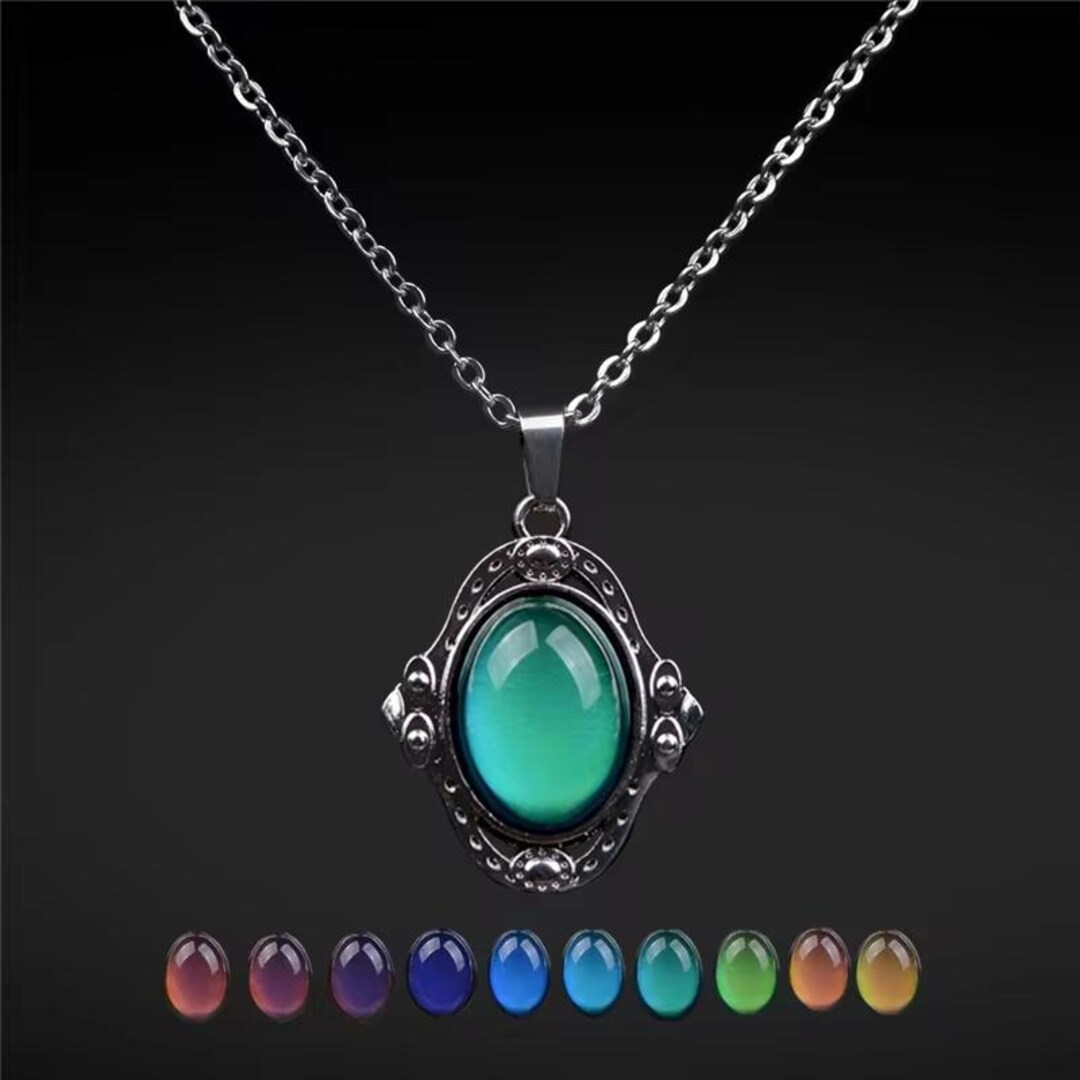 Mood Necklace Color Changing Pendant Healing Stone Charm Temperature ...