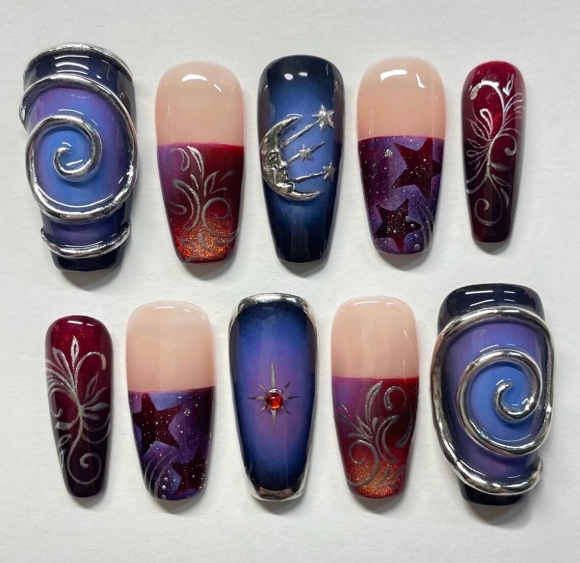 Whimsy Winter Starburst Set| Press on Nails Design Handmade - Etsy