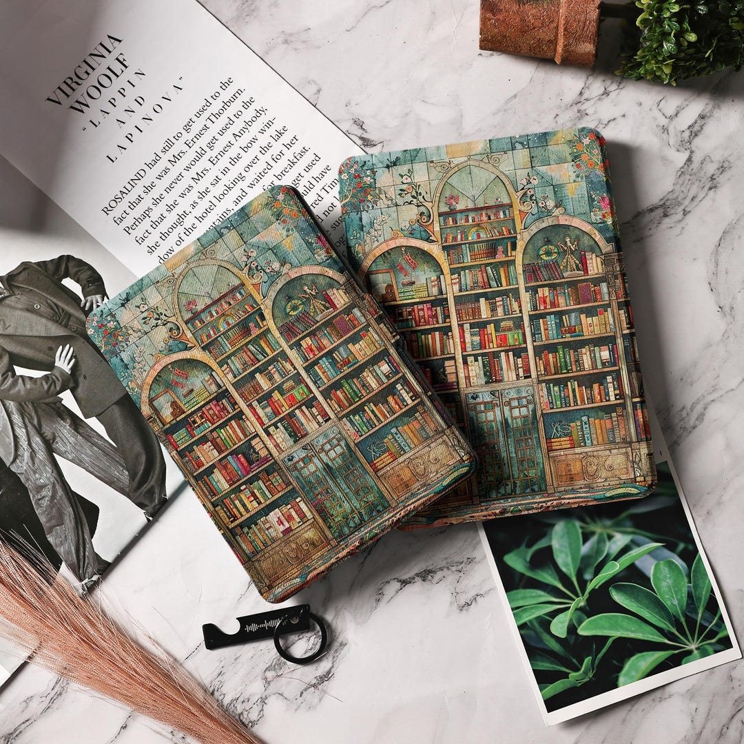 Bookshelf Kindle Case With Hand Strap Cover for Kindle Paperwhite 1/2/3 ...