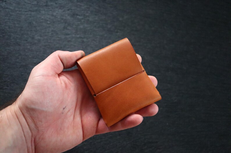 Minimalist Leather Wallet --- EDC Stitchless Card Holder, Travel Wallet ...