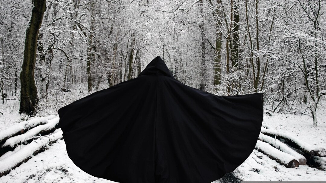 Black Wool Cloak FULL CIRCLE Cloaks Wind Resistant Winter Cloak ...