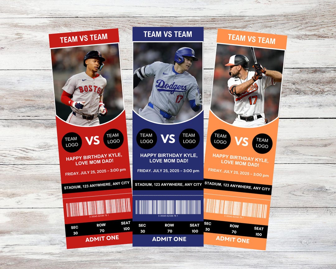 Editable Baseball Ticket Template, Custom Fake Baseball Ticket Template ...