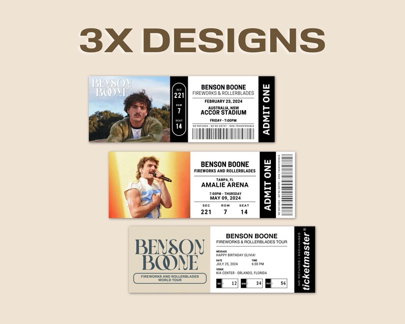 Editable Benson Boone Ticket | Benson Boone Tour Concert Custom Ticket ...